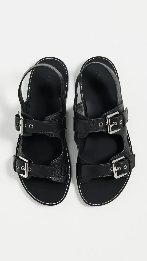 Madewell Indie Double Buckle Sandals In True Black - 75% Off